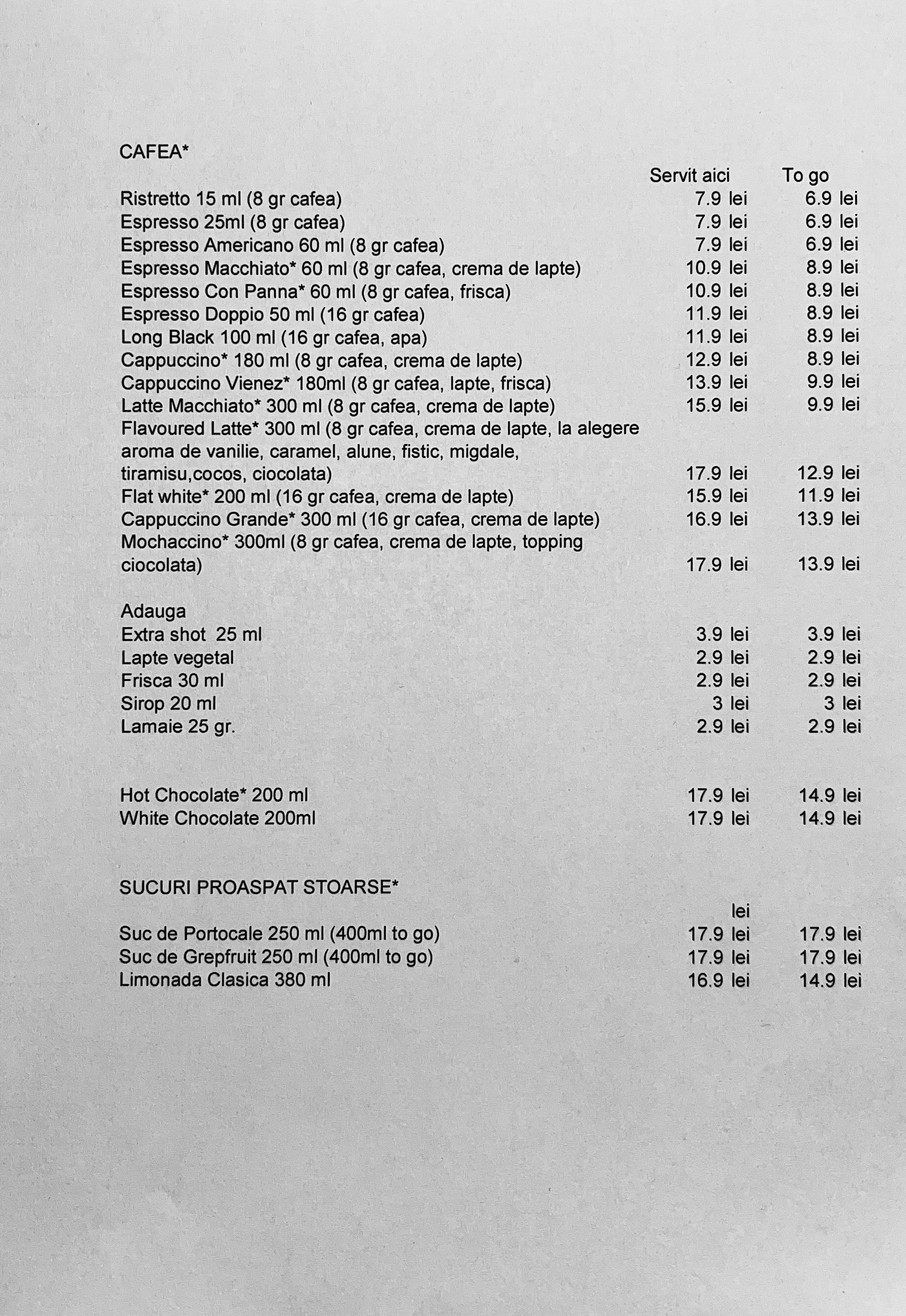 Meniu – PHIL'S COFFEE SHOP